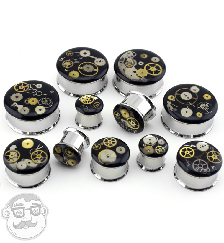 Stainless Steel Steampunk Plugs (1/2" - 1 Inch) | UrbanBodyJewelry.com