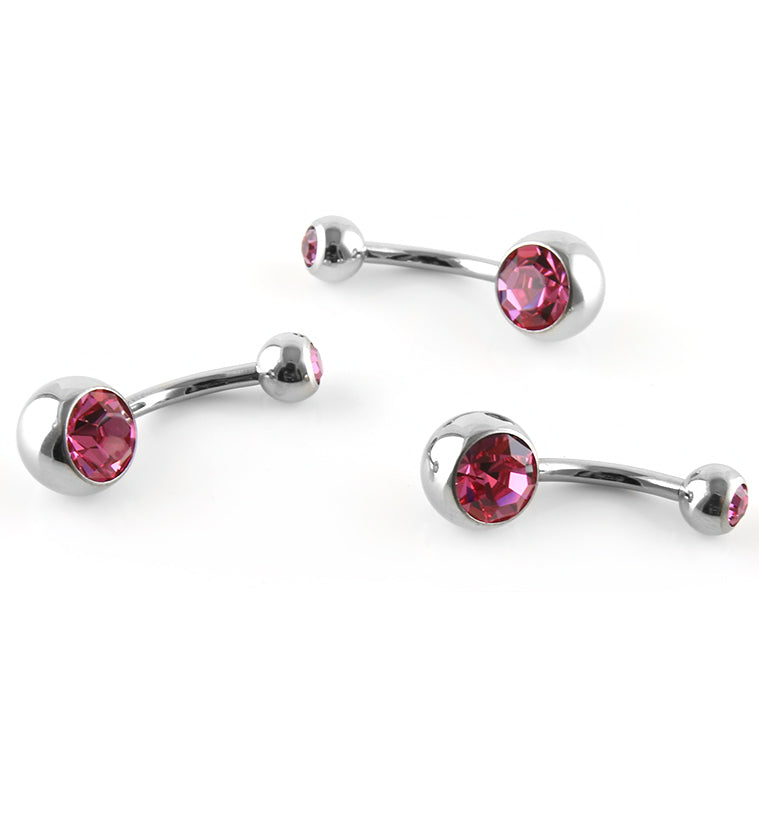 Titanium Belly Button Ring - Pink CZ Gem | UrbanBodyJewelry.com