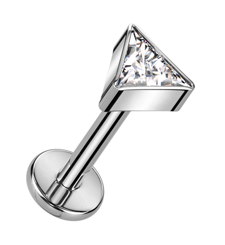 Triangle Clear CZ Titanium Internally Threaded Labret | UrbanBodyJewelry.com