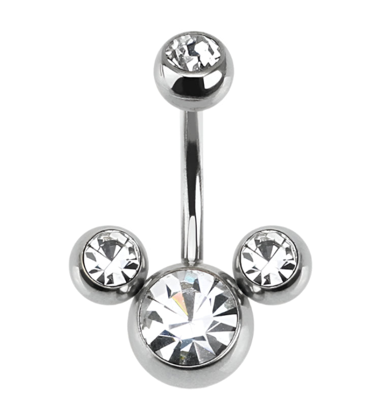 Clear Trinity CZ Belly Button Ring | UrbanBodyJewelry.com