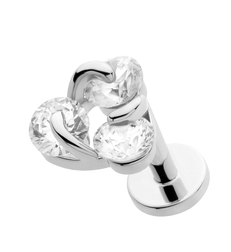 Trinity Twist CZ Stainless Steel Threadless Labret | UrbanBodyJewelry.com