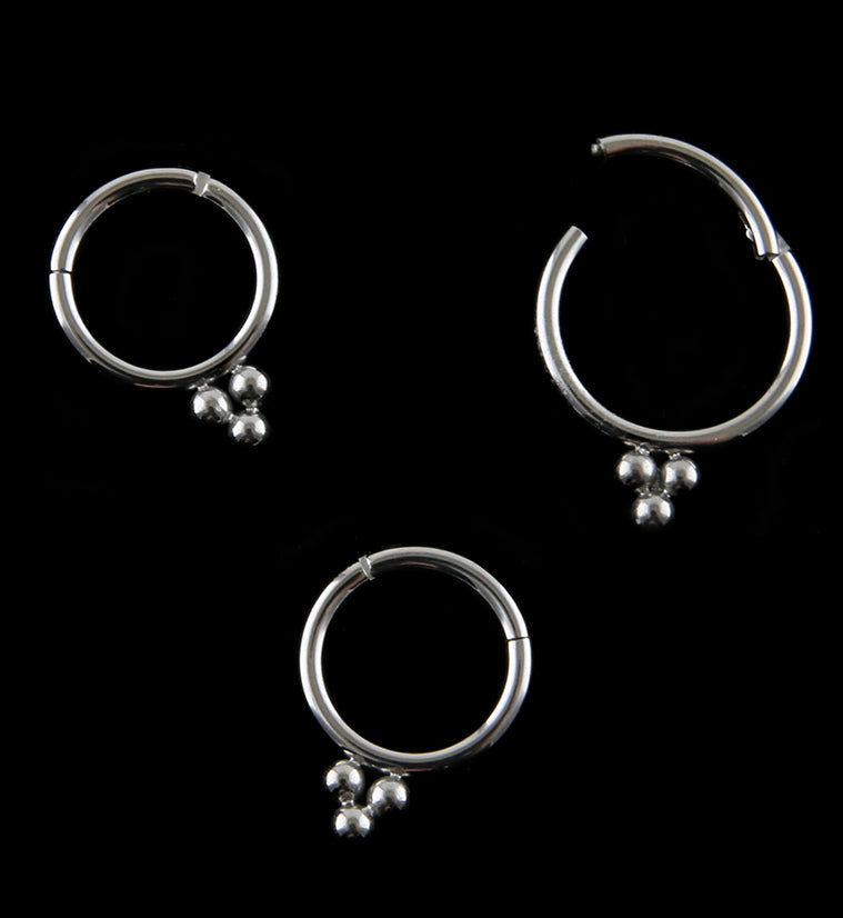 Triple Bead Hinged Segment Ring | UrbanBodyJewelry.com