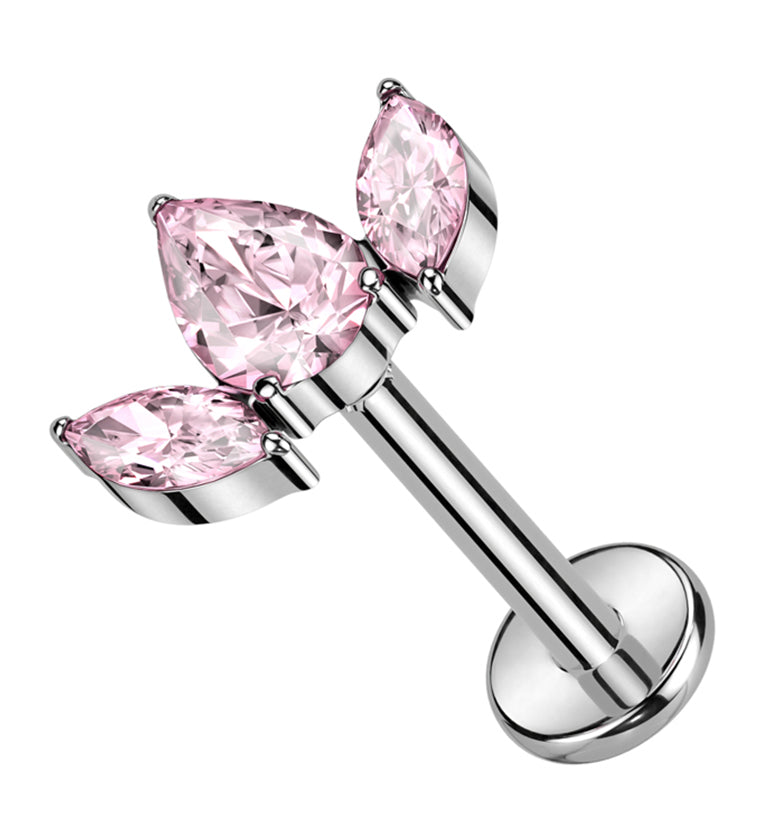 Triple Empress Pink CZ Titanium Internally Threaded Labret ...