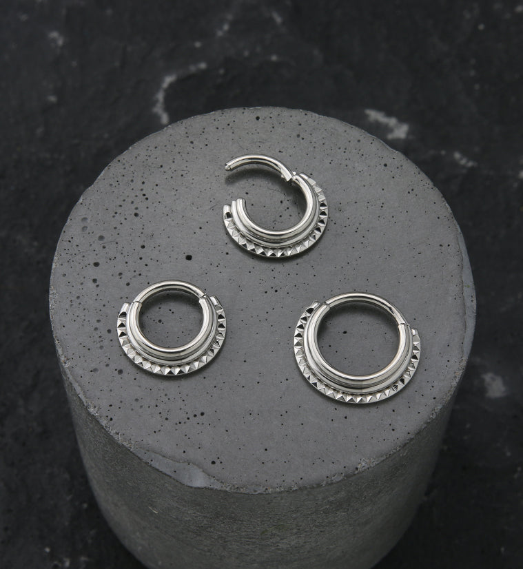 Triple Stacked Polyhedra Titanium Hinged Segment Ring ...