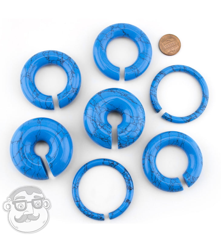 Turquoise Howlite Stone Hoop Plugs 4 Gauge - 3/4" | UrbanBodyJewelry.com