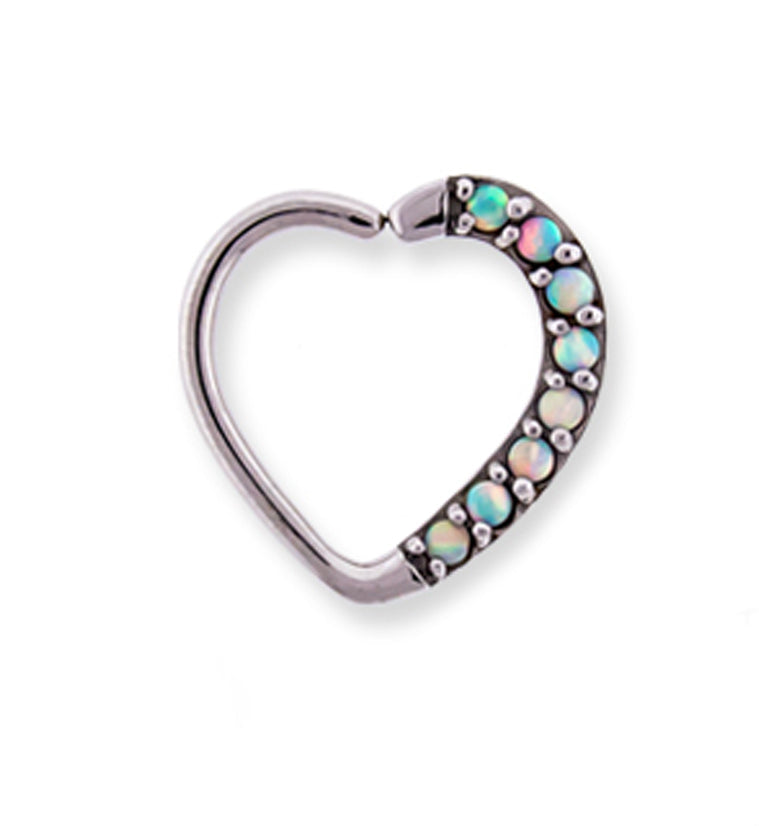 Stunning White Oplaite Heart Daith Rings | UrbanBodyJewelry.com