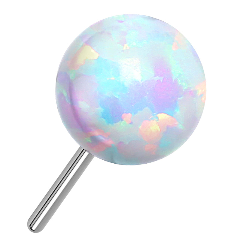 White Opalite Ball Titanium Threadless Top | UrbanBodyJewelry.com