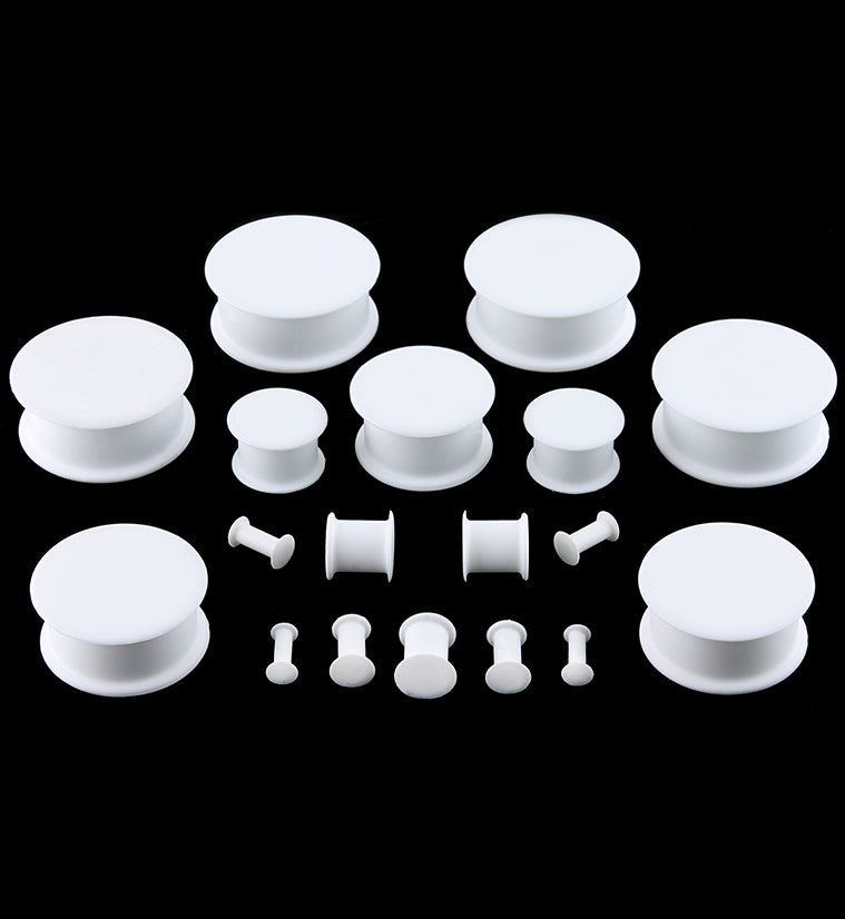 Kaos White Silicone Hollow Plugs (10 Gauge - 1 Inch) | UrbanBodyJewelry.com