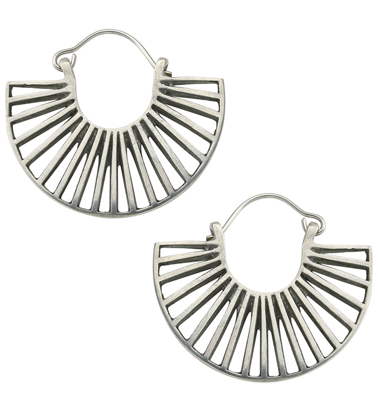 Wide Vane White Brass Hangers / Earrings | UrbanBodyJewelry.com