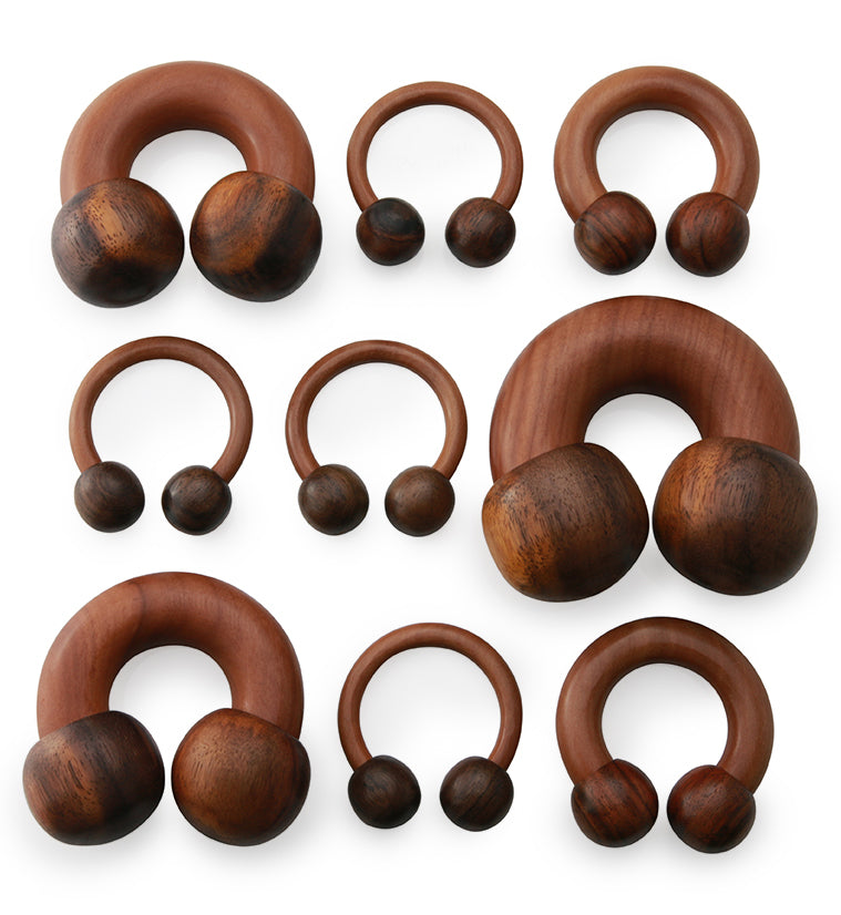 Wooden Circular Barbell Hoop Plugs (4G - 1 Inch) | UrbanBodyJewelry.com