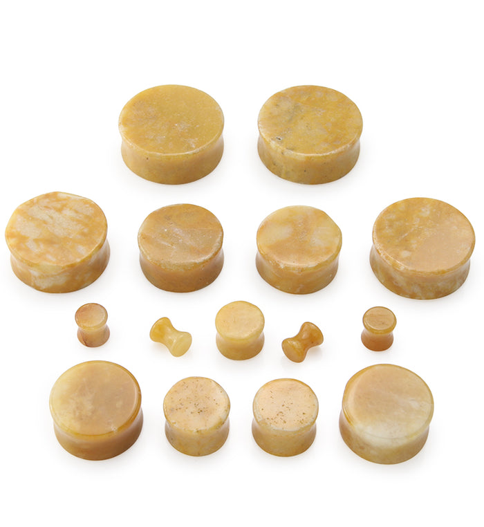 Yellow Burmese Stone Plugs (6 Gauge - 1 Inch)