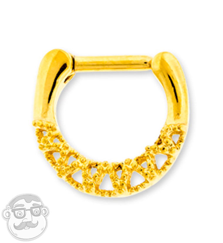 16G Zenith Gold PVD Stainless Steel Septum Clicker | UrbanBodyJewelry.com